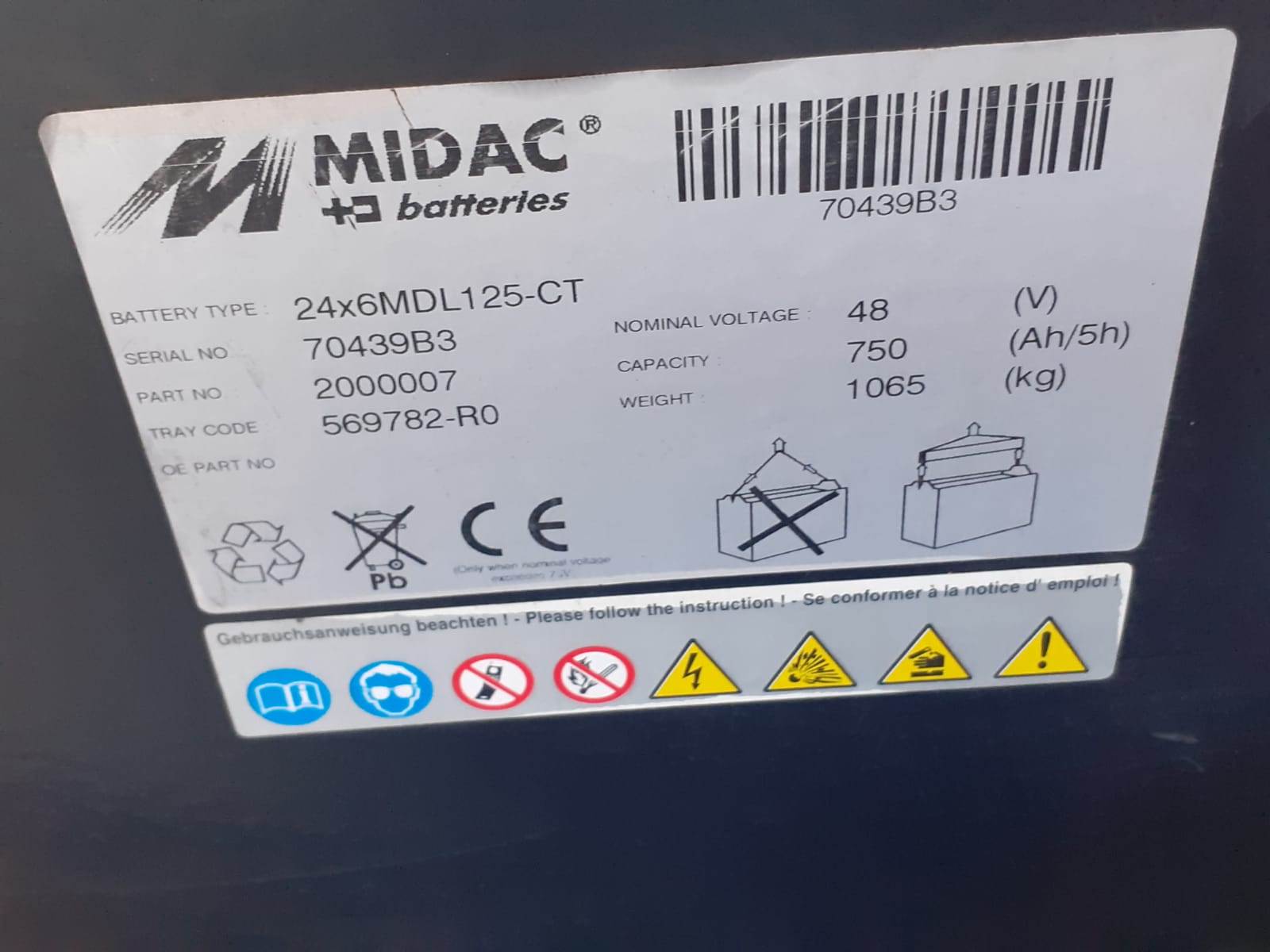 Midac Batteria 48V trazione usata Midac cod. ACCBT-41 - Batterie